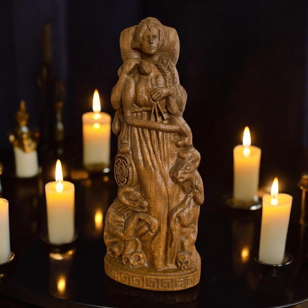 Hecate Wood Statue Hekate Miniature Statue Triple Goddess Hekate Hecate ...