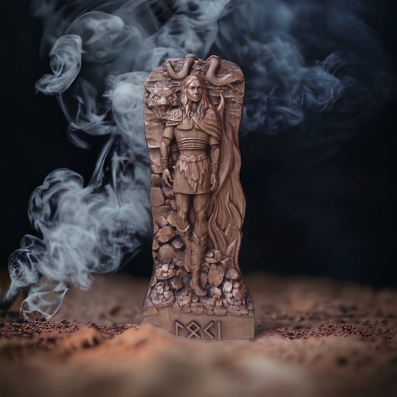 God Loki Statue Viking God Loki Wooden Carved Statue Paganism Norse God ...