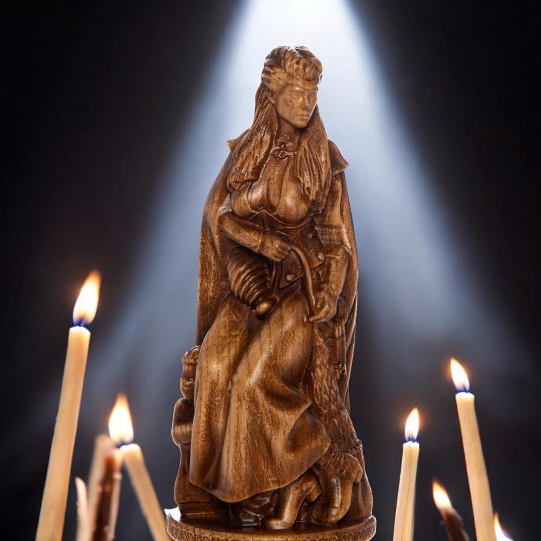 Frigg Statue Friga Frigga Norse Gods Wood Carving Altar Heathen Asatru ...