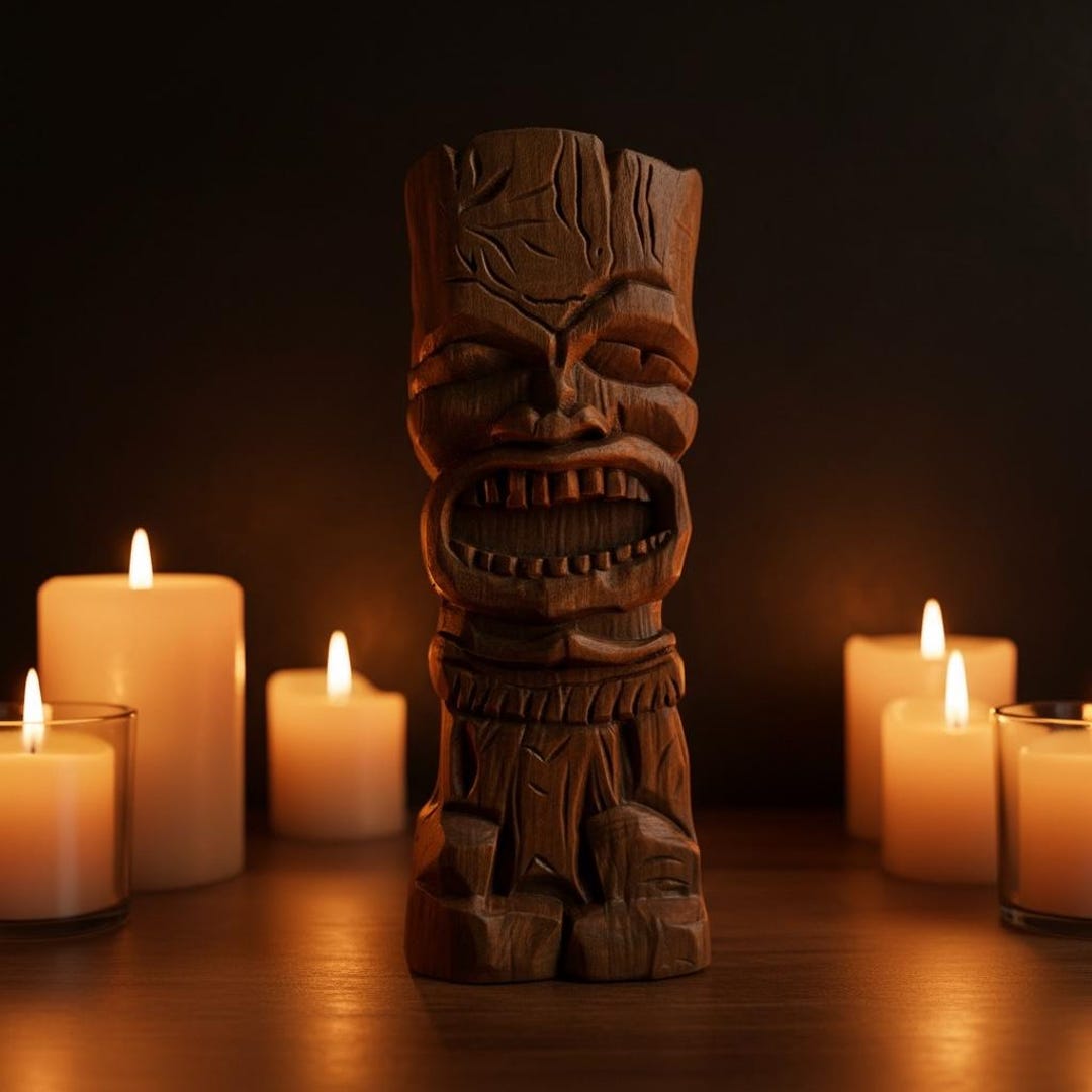 Tiki God of Creation Hawaiian Tiki God Woodcarving Tiki Face Tiki Gods ...