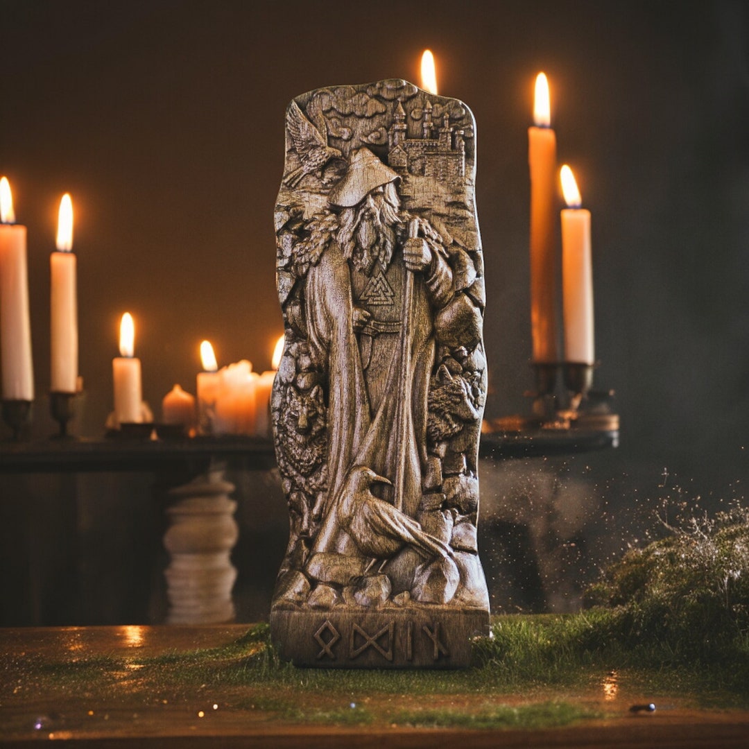 Odin Wood Statue God Viking Wood Carved Statue Pagan Paganism God ...