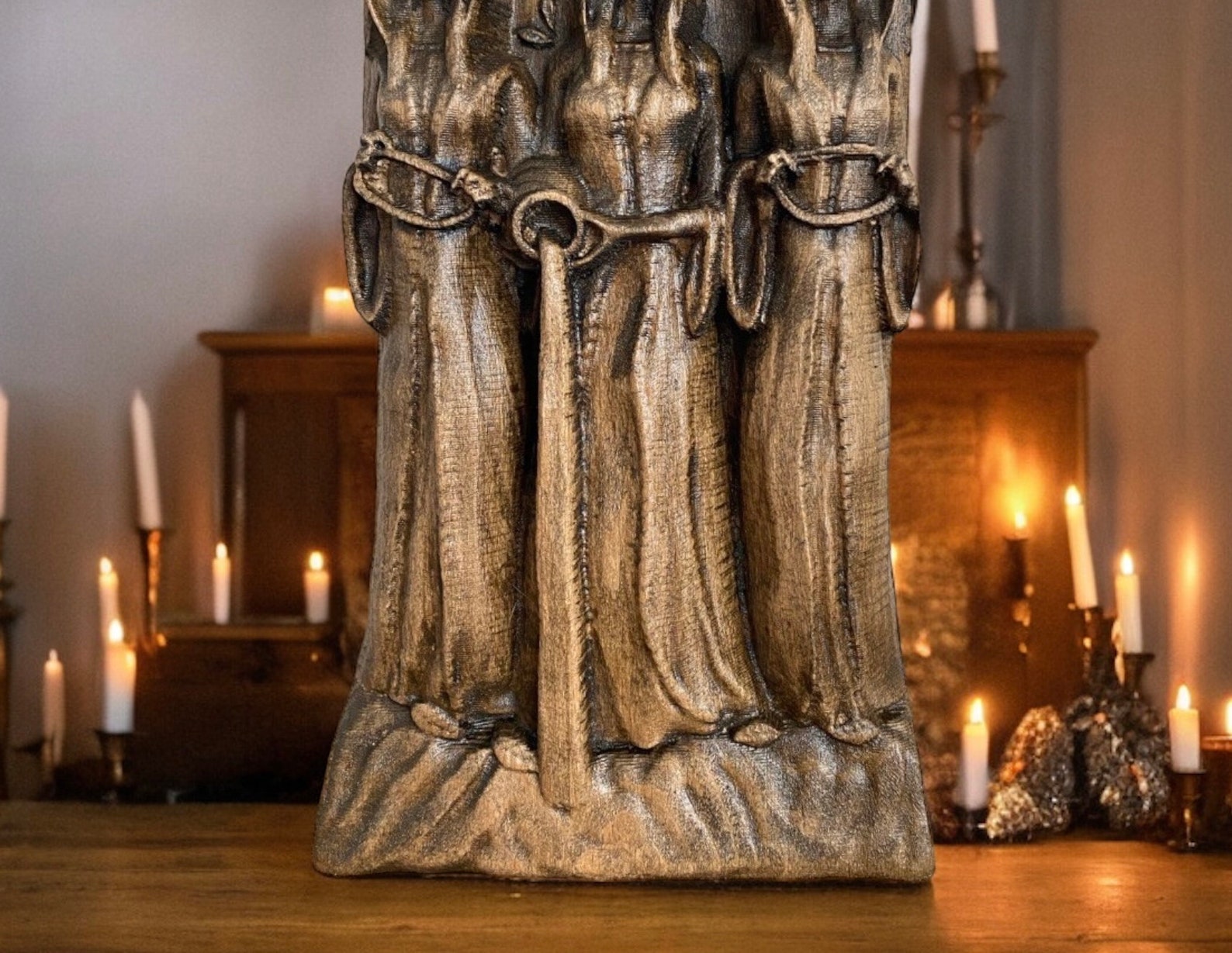 Norns Wood Statue Art Deco Norse Pagan Goddess Hand Carved Wood Carved ...