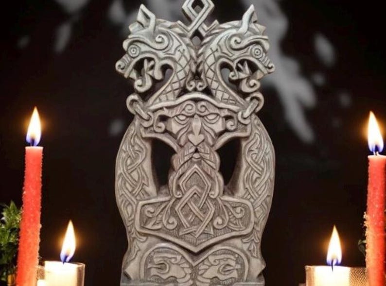 Art Norse Mythology Viking Dragon Boat Drakkar Statue Thor Viking ...