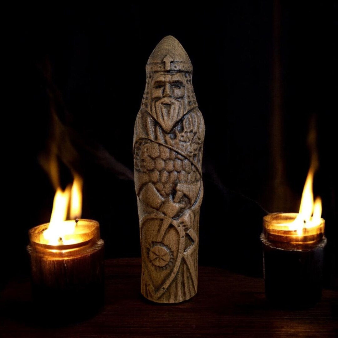 Wooden Figurine Perun Slavic God Wood Carving Altar Heathen God Wooden ...