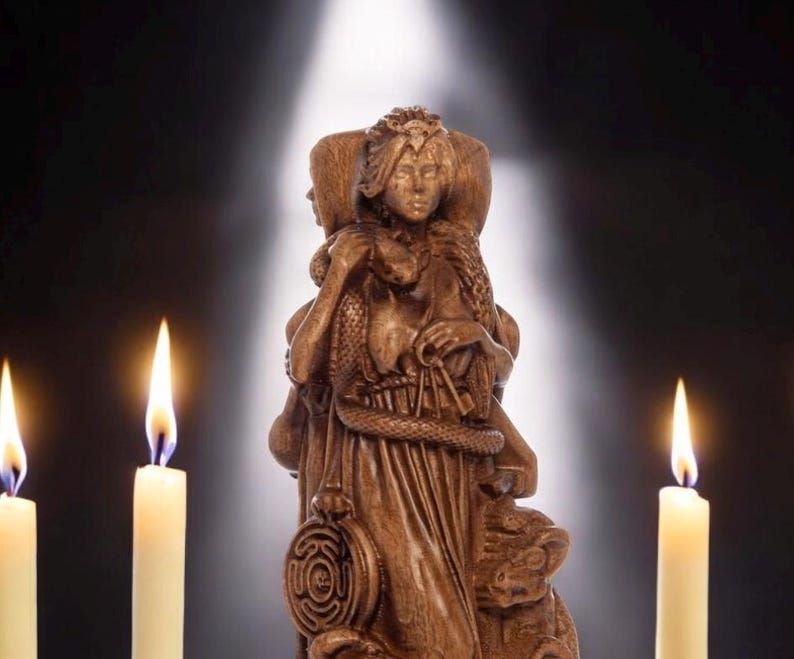 Hecate Wood Statue Hekate Miniature Statue Triple Goddess Hekate Hecate ...