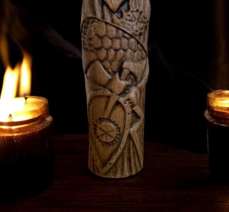 Wooden Figurine Perun Slavic God Wood Carving Altar Heathen God Wooden ...
