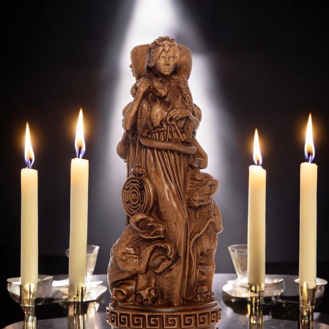 Hecate Wood Statue Hekate Miniature Statue Triple Goddess Hekate Hecate ...