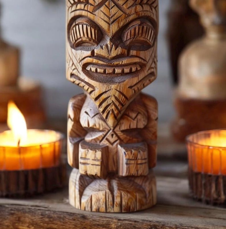 Tiki Art Tiki Mask Hand Carved Wood Decoration Tiki Bar Hawaiian Garden ...