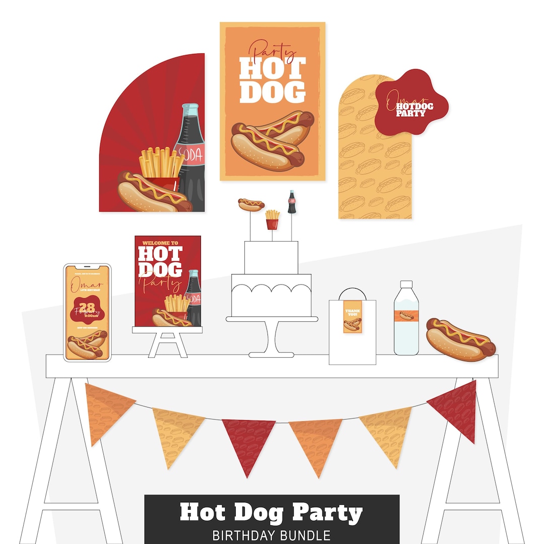 Hot Dog Bundle Party. DIY Printable Party Set. Instant Download ...