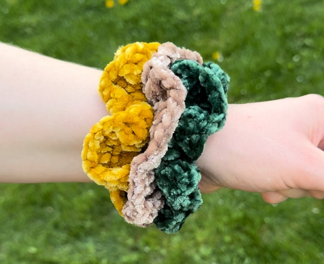 Sunflower Themed Velvet Scrunchie Set Crocheted - Etsy