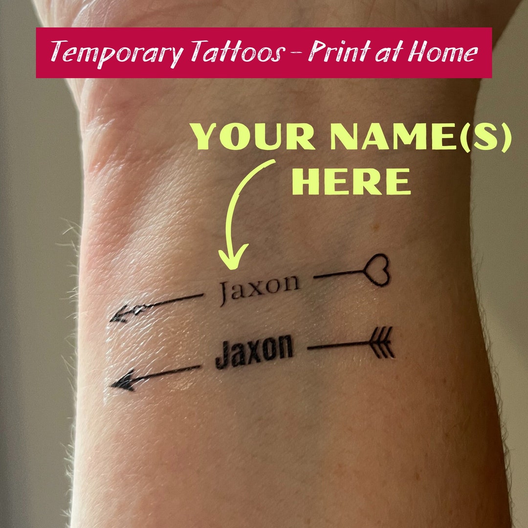 Custom Name Temporary Tattoos Design Print at Home Name Temp Tattoo ...