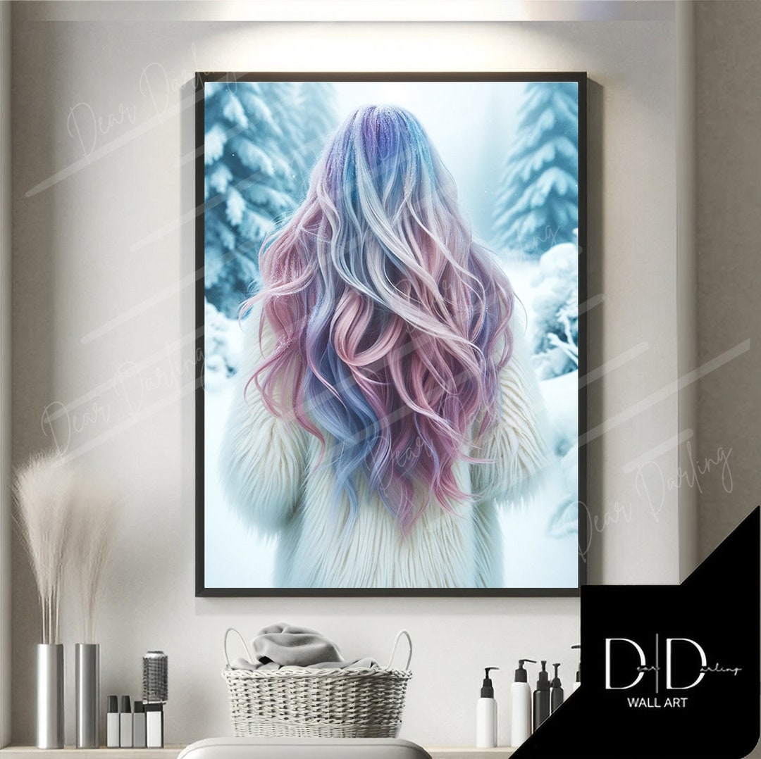 Hair Model Hairdressers Poster Wall Art | Soft Pastel Rainbow Colour ...