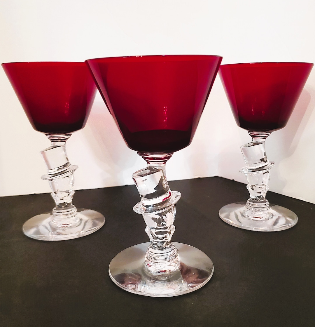 Ruby Red Morgantown Knickerbocker Top Hat Liquor Cocktail Glasses From ...