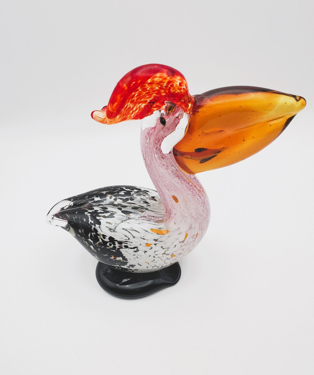 Hand Blown Murano Art Glass Pelican With Black Base - Etsy