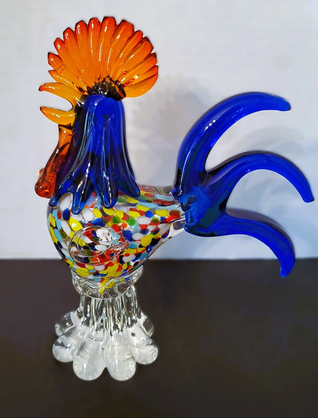 Murano Style Hand Blown Art Glass Rooster 9-1/2 Tall - Etsy