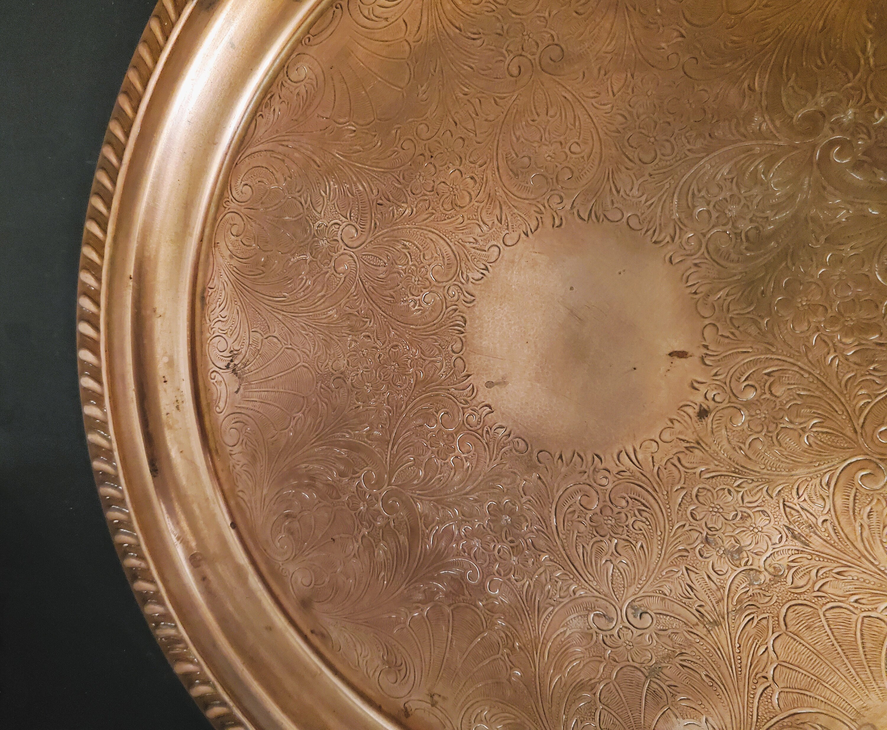 Vintage Copper Platter With Fluted/rope Edge - Etsy