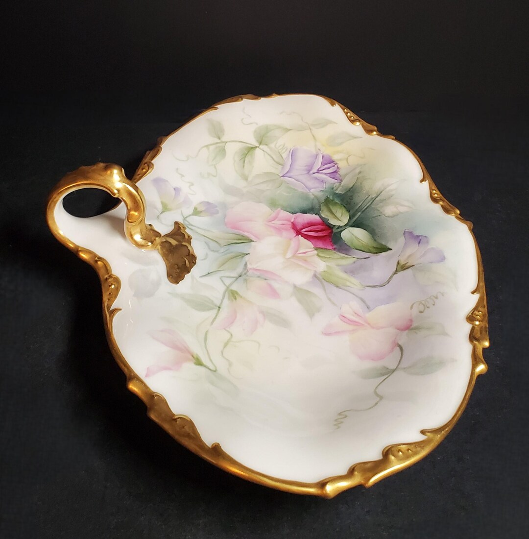 Antique Floral Candy Dish With Gold Accents Jean Pouyat Limoges France ...