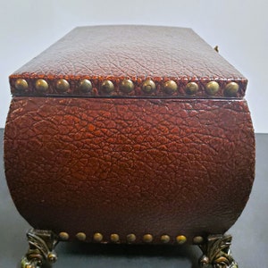Leather Finish Tea Storage /box /chest/trunk With Nail Head Trim - Etsy