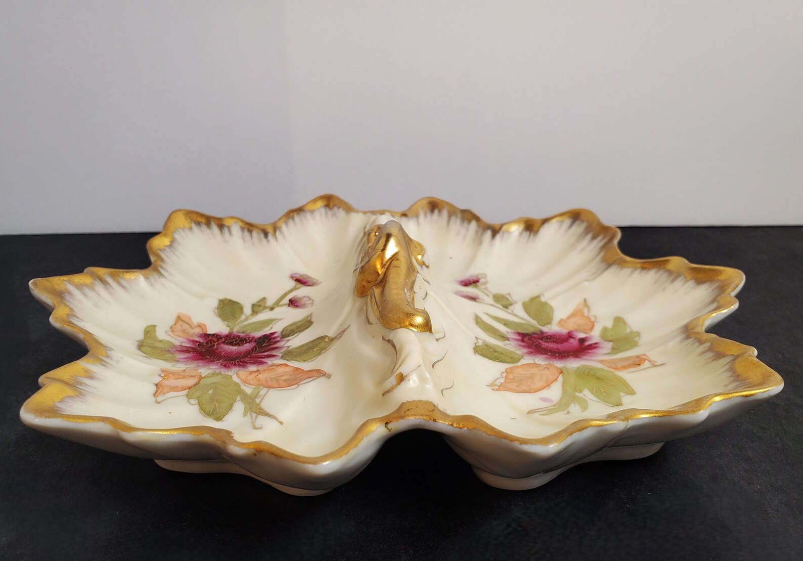 Vintage Kalk Porcelain Divided Dish With Cloisonne Style Painted ...