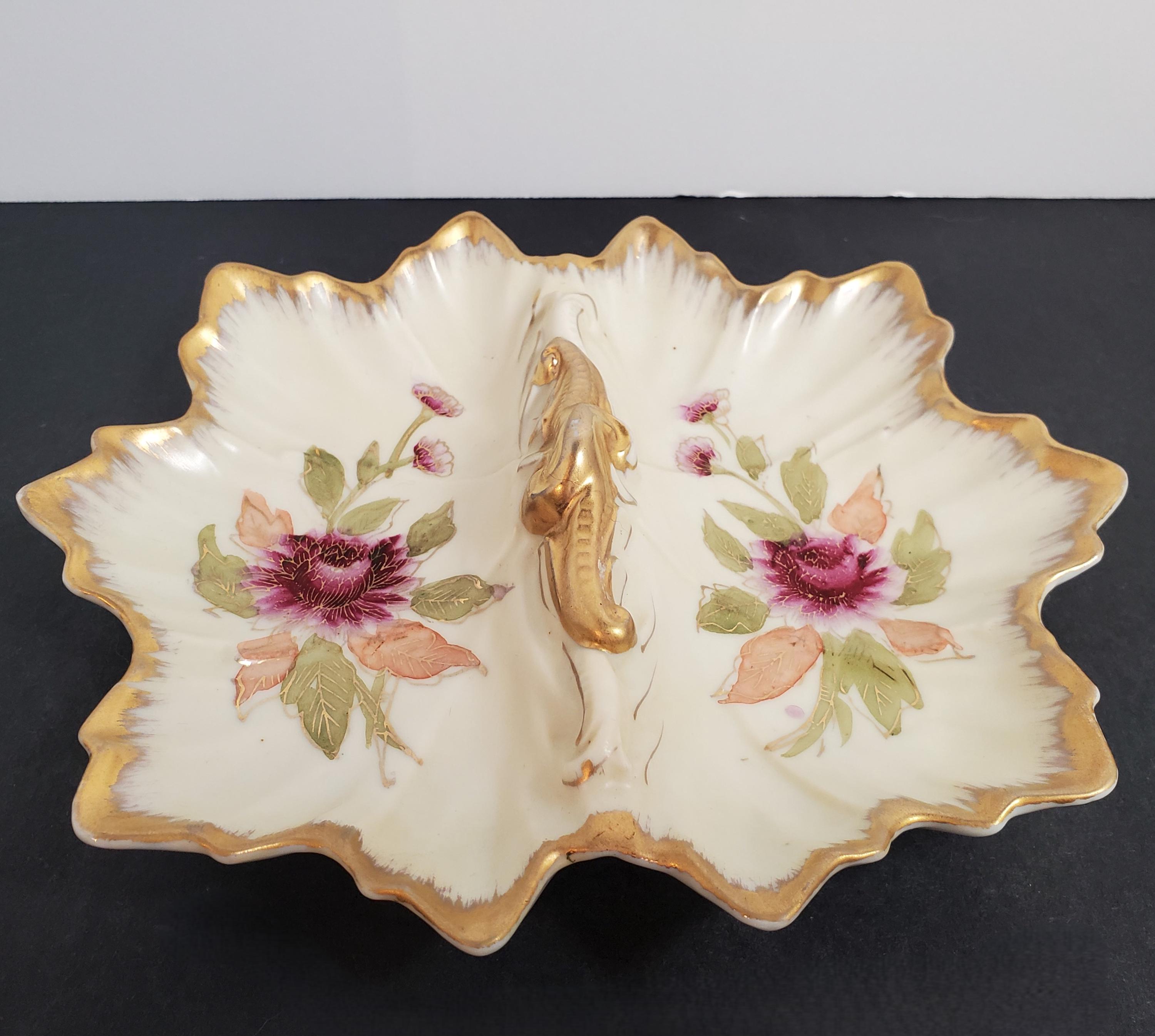 Vintage Kalk Porcelain Divided Dish With Cloisonne Style Painted ...