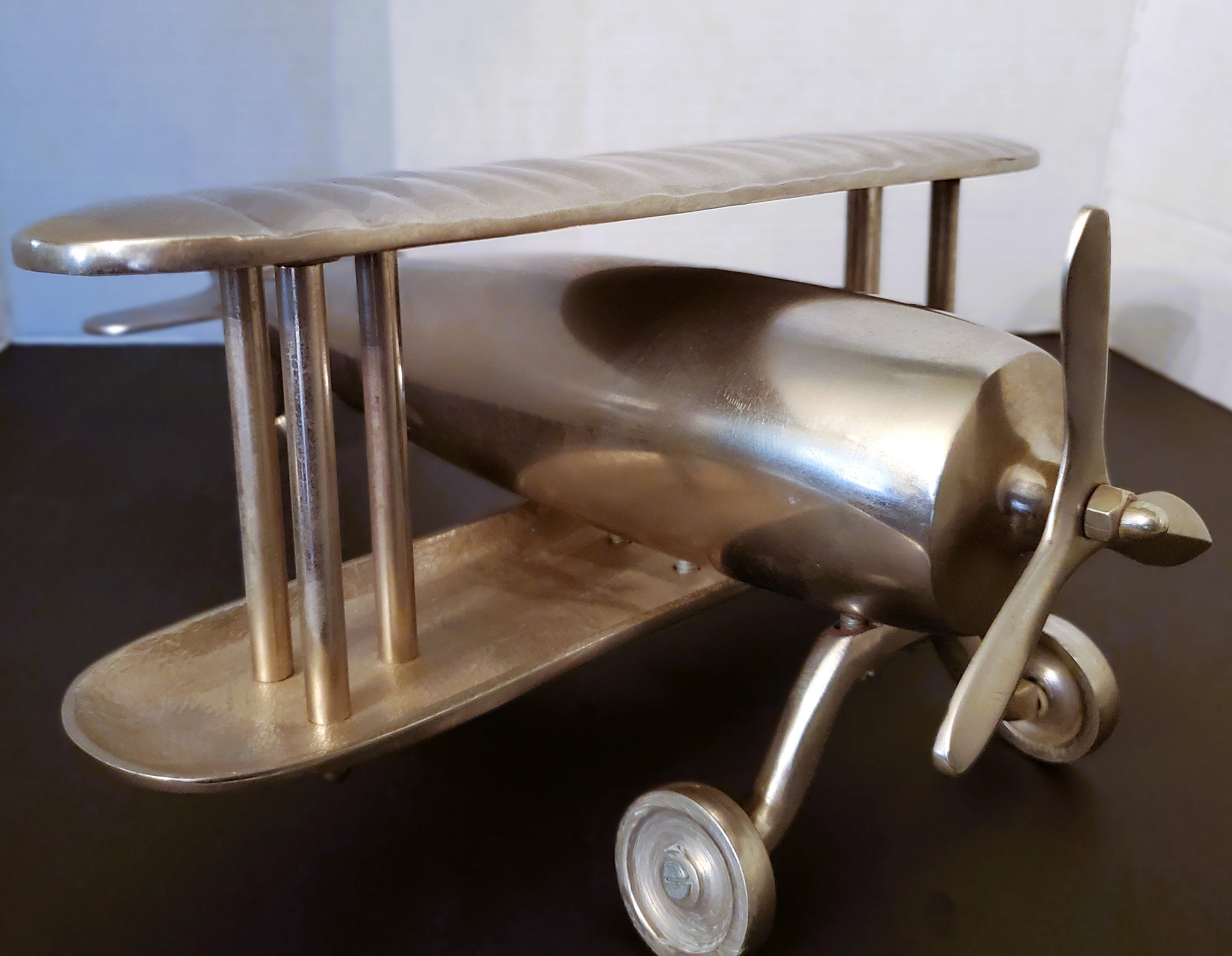 Large Decorative Metal Biplane 15" Long - Etsy