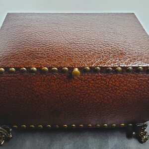 Leather Finish Tea Storage /box /chest/trunk With Nail Head Trim - Etsy