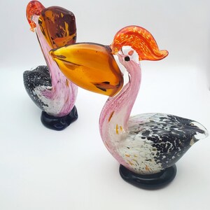 Hand Blown Murano Art Glass Pelican With Blue Base - Etsy