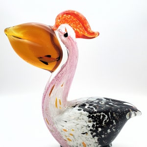 Hand Blown Murano Art Glass Pelican With Black Base - Etsy