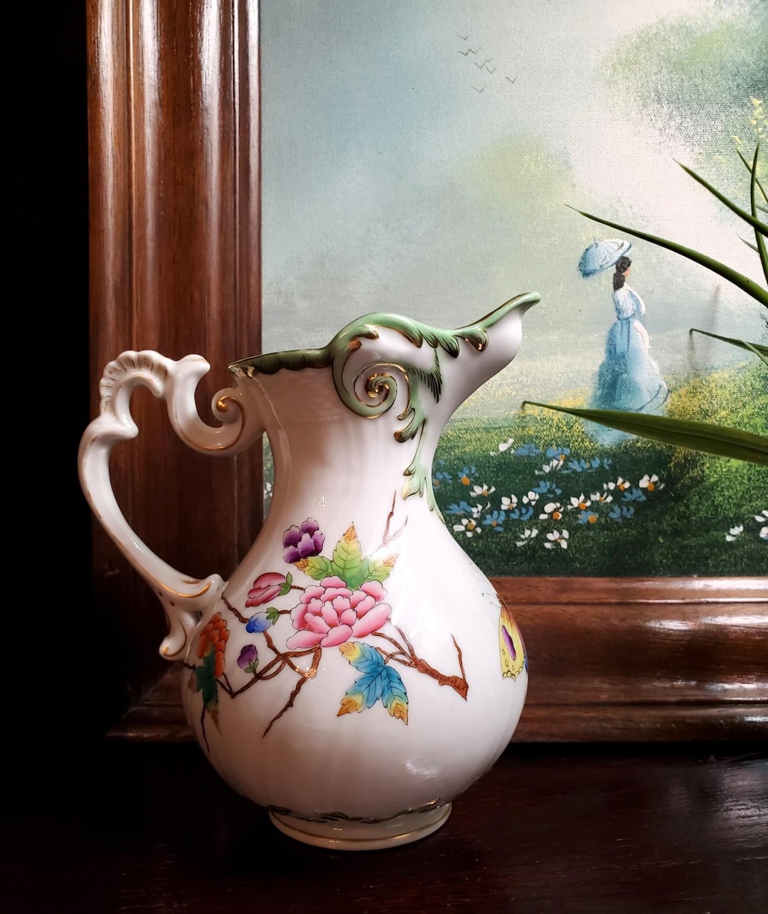 Antique Herend "queen Victoria" Pitcher Baroque Handle 19th Century ...