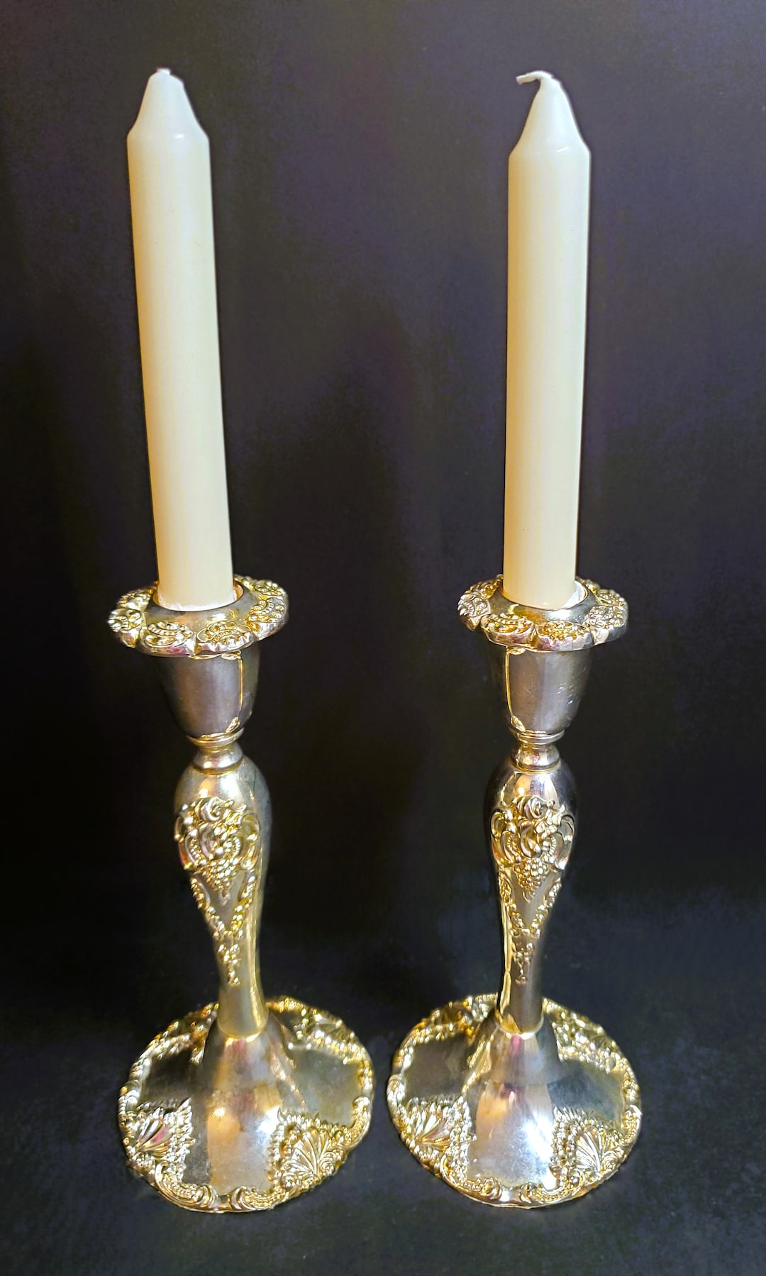 Vintage Pair of Ornate Silverplate Candlesticks by Godinger - Etsy