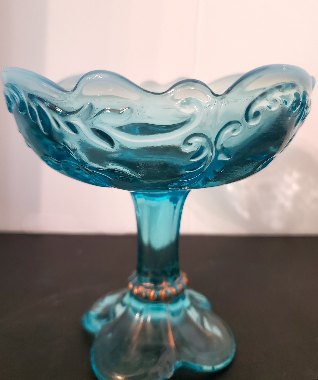 Northwood Intaglio Blue Opal Compote Dish From Early 1900's - Etsy