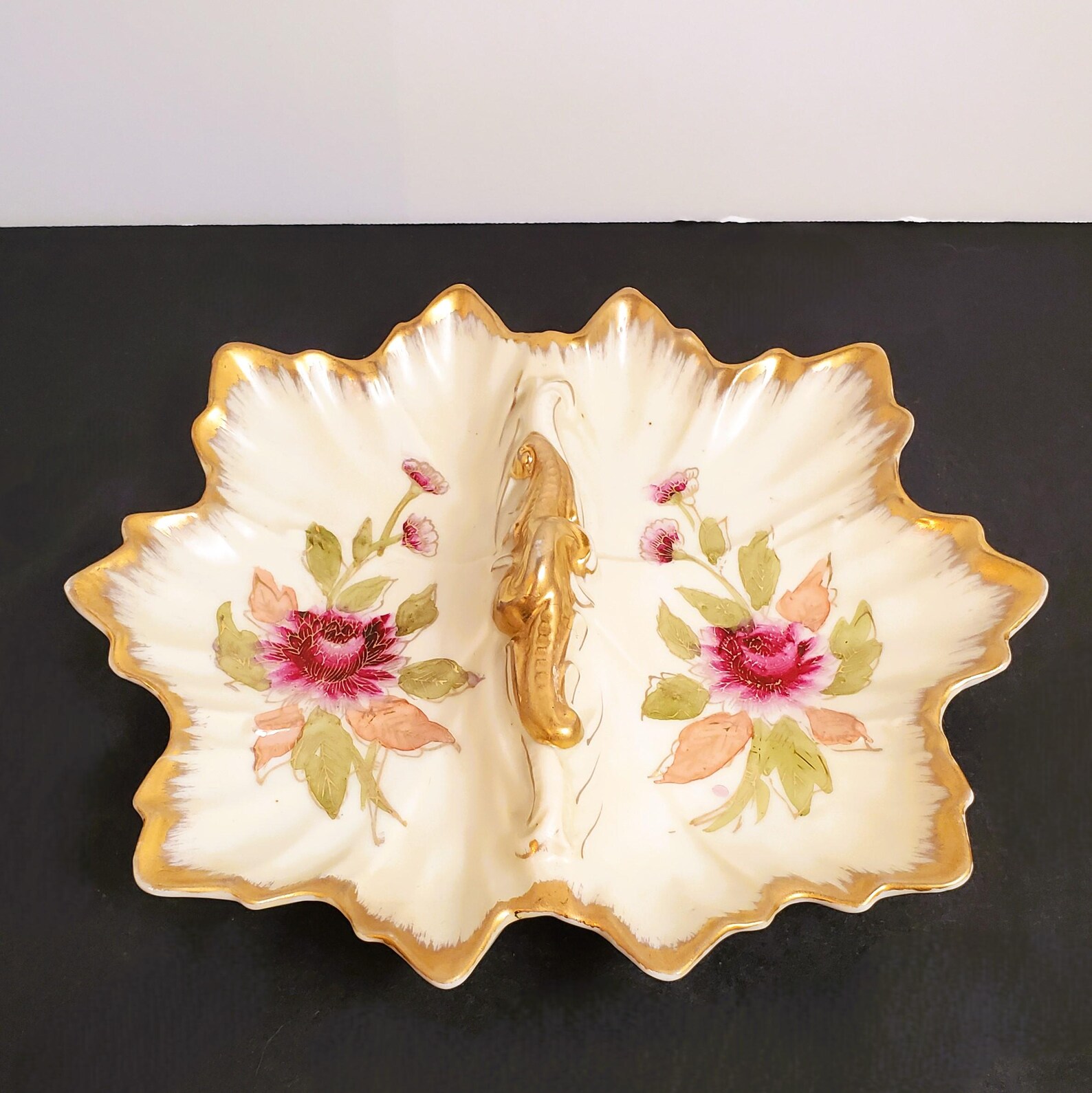 Vintage Kalk Porcelain Divided Dish With Cloisonne Style Painted ...