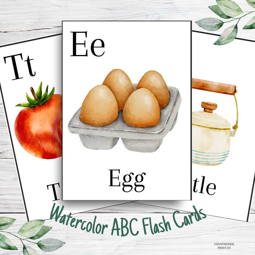 ABC Cards for Kids | Watercolor Flash Cards | Homeschool | Education ...