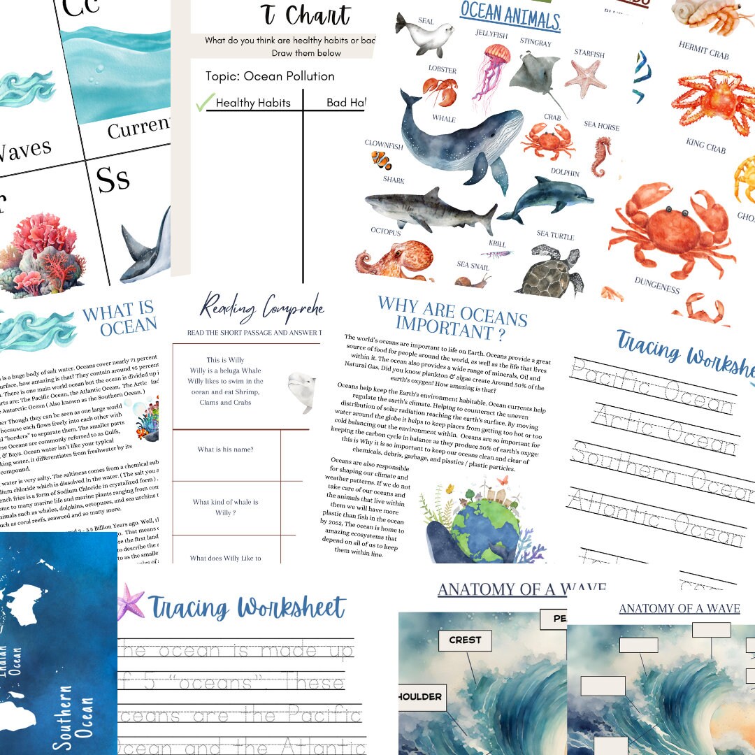 Ocean Unit Study Nature School Educational Printable Homeschool ...