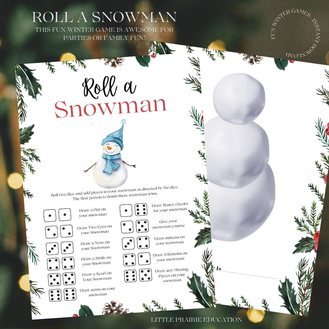 Build a Snowman Game | Printable Game | Homeschooling | Fun Educational ...