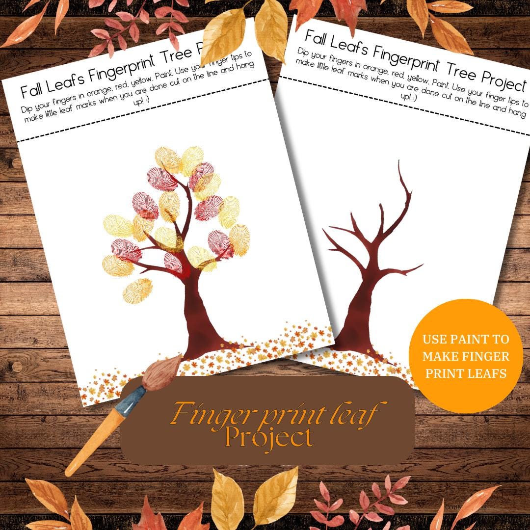 Fall Finger Painting Craft Fall Worksheet Preschool Craft Fingerprint ...