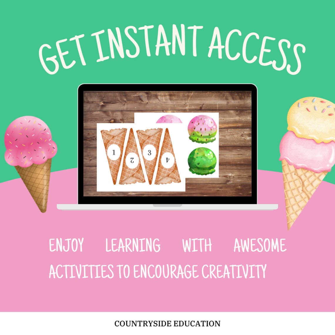 Count the Ice Cream Scoops Toddler Printable Preschool Math Preschool ...