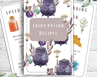 Printable Mud Kitchen Recipe Cards, Magic Fairy Potion Cards ...