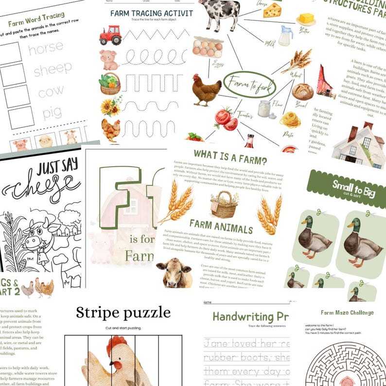 Farm Unit Study Printable | Farm Animals & Anatomy | Farm to Fork ...