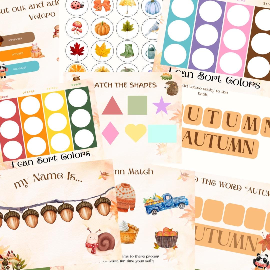 Fall Busy Book | Printable Quiet Book | Homeschool | Learning Materials ...