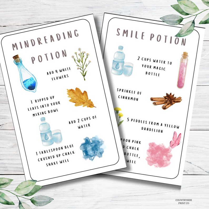 Printable Mud Kitchen Recipe Cards | Fairy Potion Recipes | Printable ...