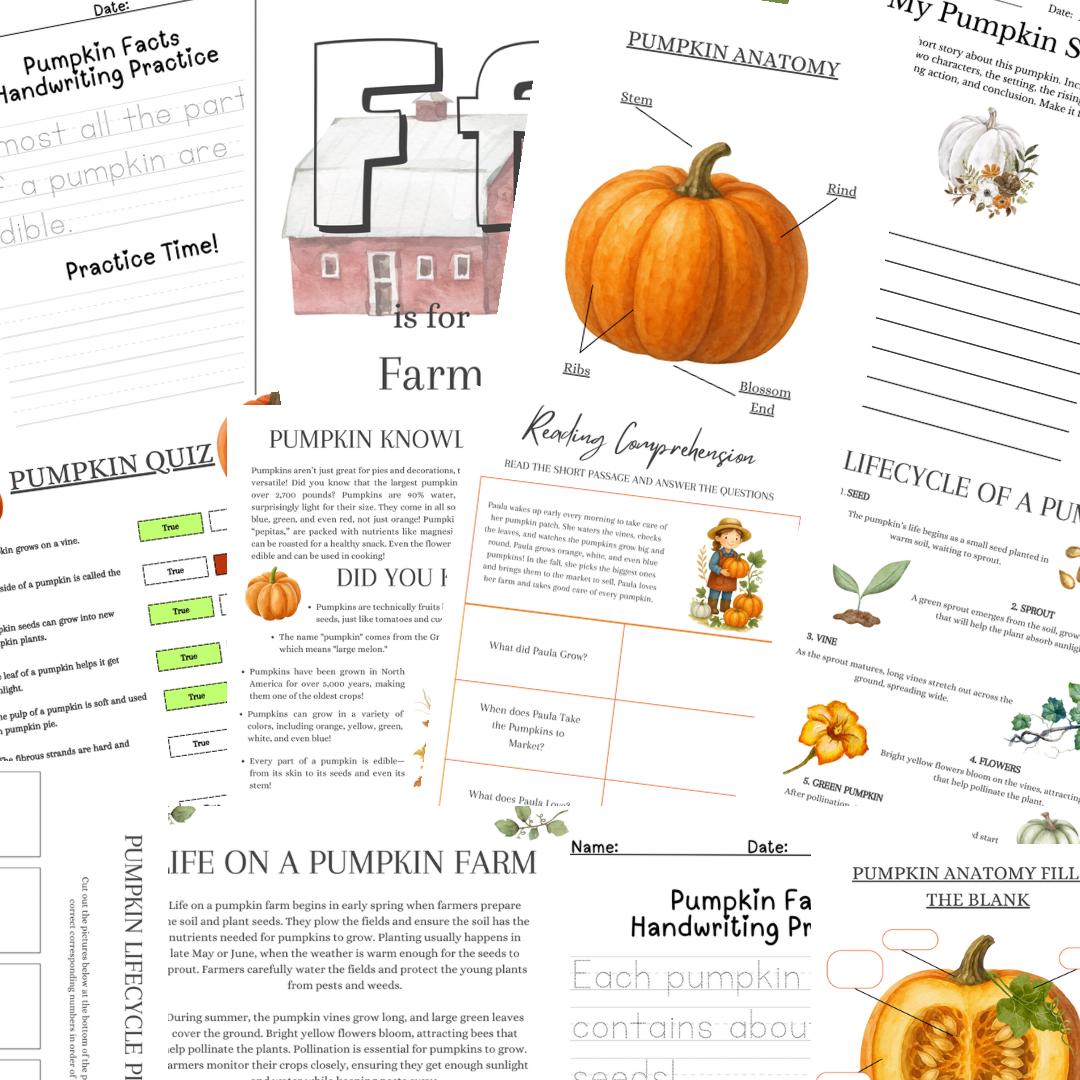 Pumpkin Unit Study | Fall Themed Printable Activities for Grades Pre-k ...