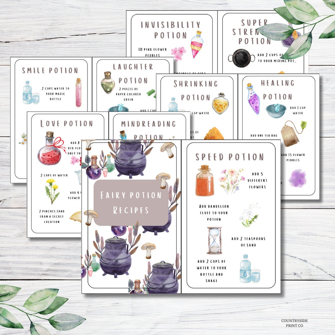 Printable Mud Kitchen Recipe Cards Fairy Potion Recipes Printable ...