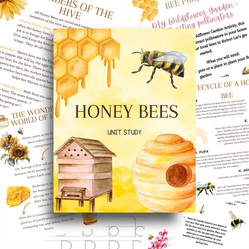 Honey Bees Unit Study Life Cycle Bees Anatomy Nature Study Science Handwriting Homeschool ...