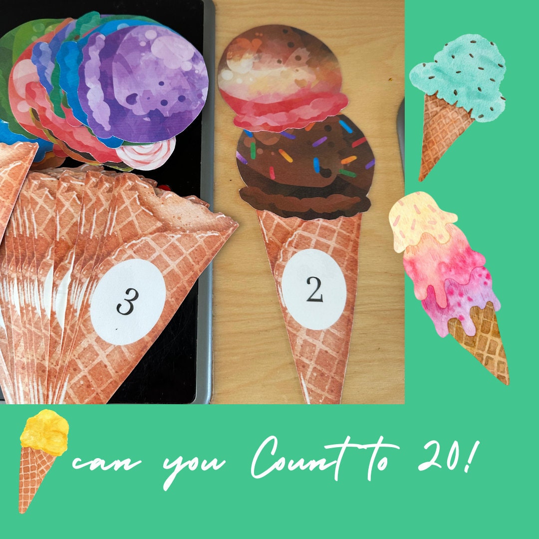 Count the Ice Cream Scoops Toddler Printable Preschool Math Preschool ...