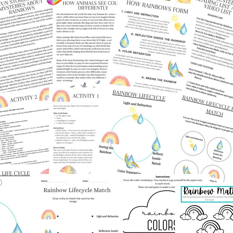 Rainbow Unit Study | 39-page Printable Science & Activity Pack for Kids ...