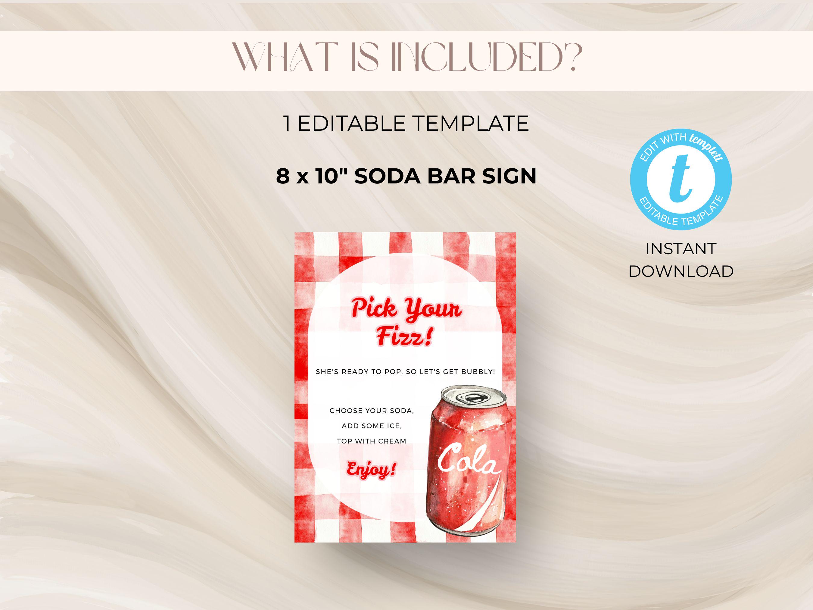 She's Ready to Pop Baby Shower Soda Bar Sign, Printable Soda Cola Baby ...