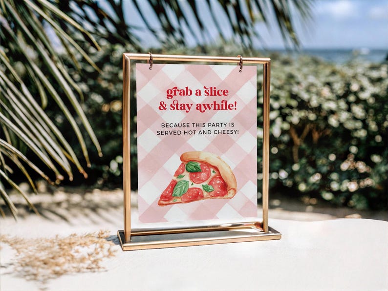 Pizza Our Hearts Baby Shower Snacks Sign Template, Pizza Snack Bar ...