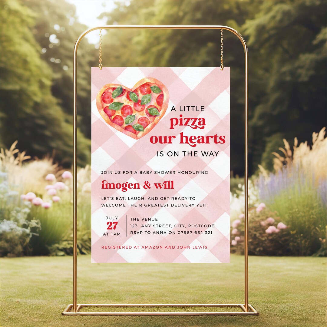 Pizza Our Hearts Baby Shower Welcome Sign Template, Pizza Welcome Sign ...