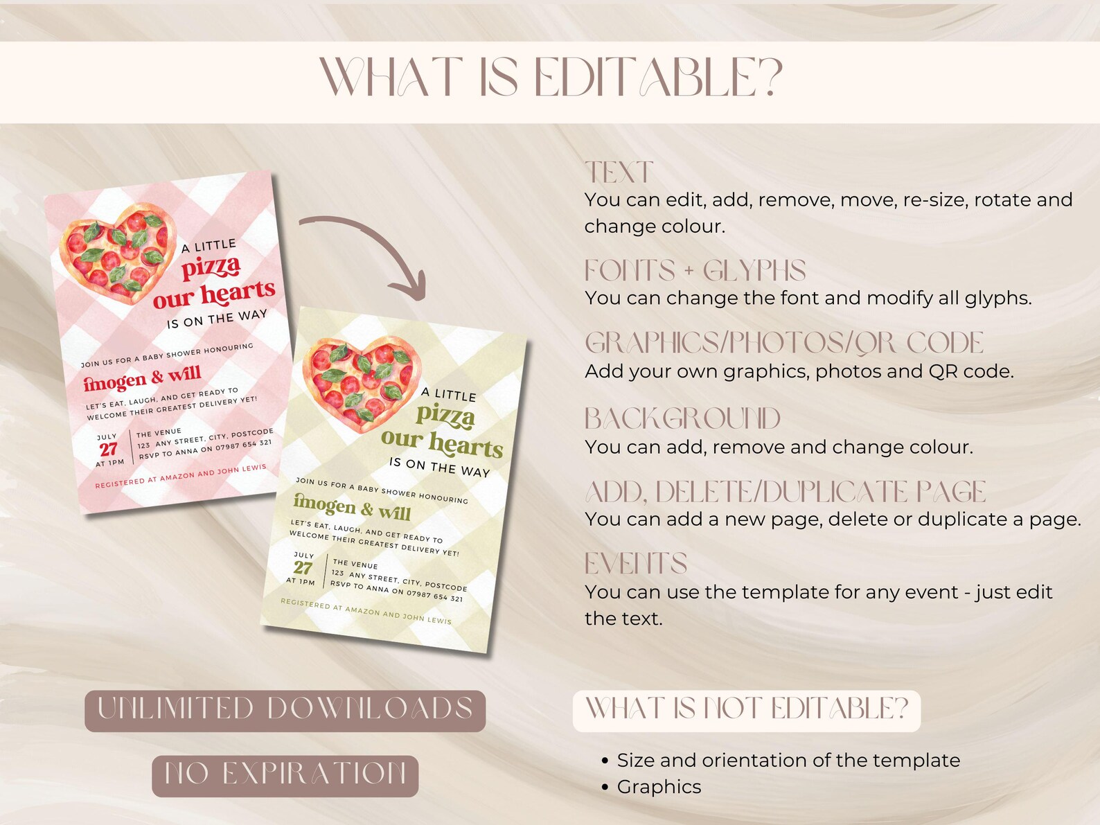 Pizza Our Hearts Baby Shower Favor Tag, Printable Special Delivery Baby ...